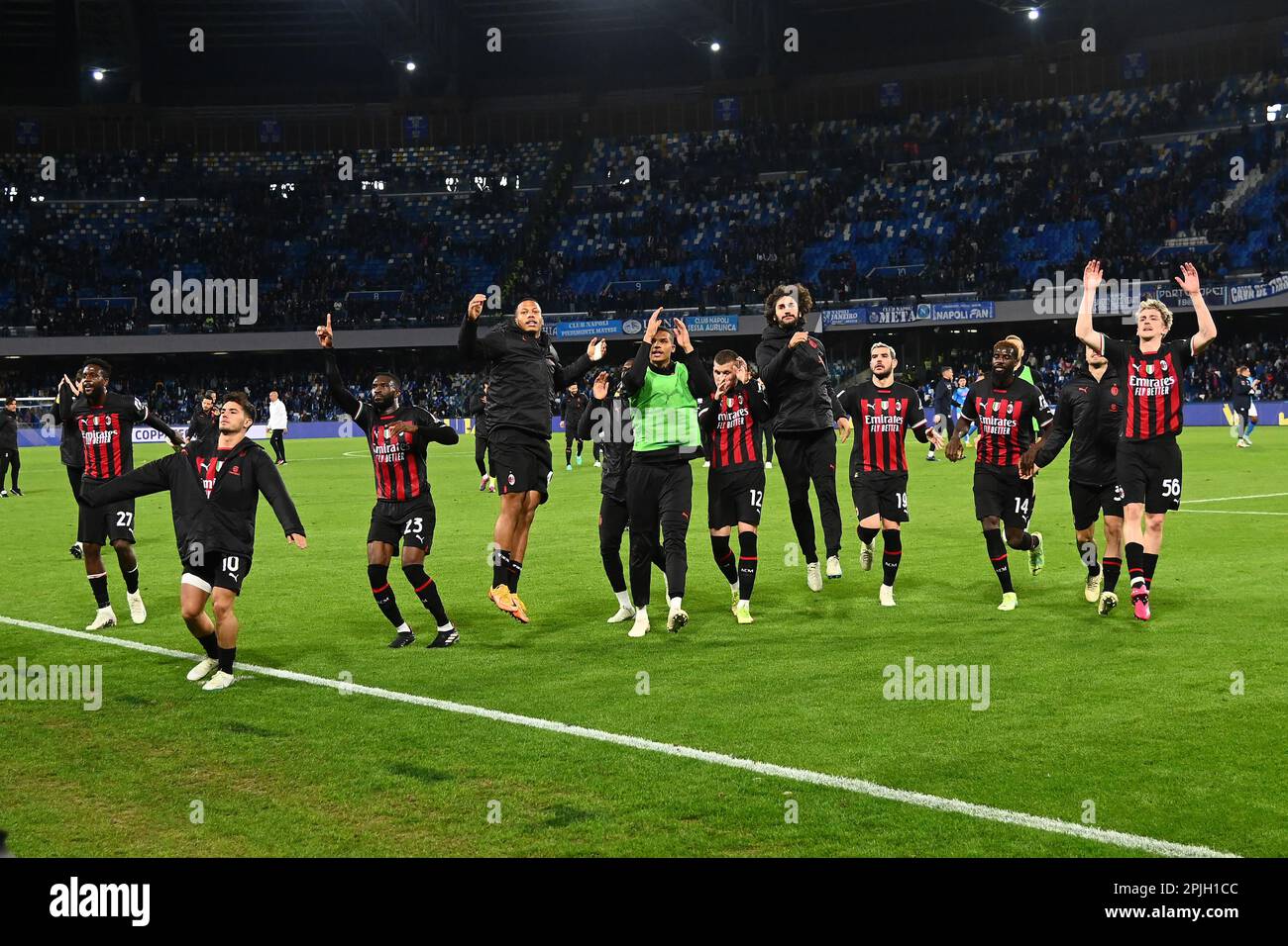 Naples, Italy. 02nd Apr, 2023. Players of AC Milan celebrate the ...
