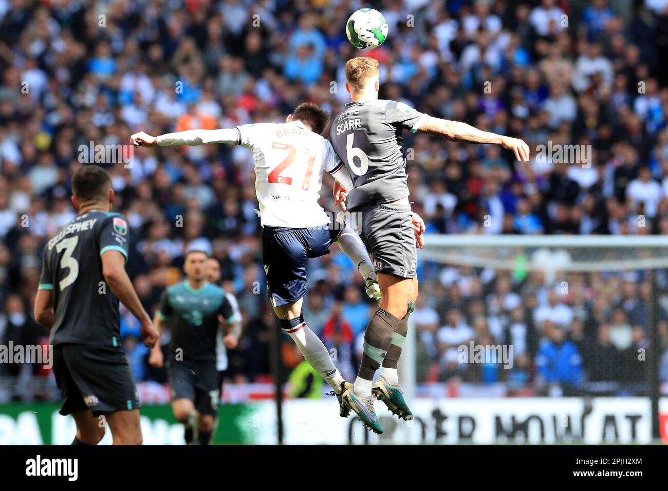 London, UK. 02nd Apr, 2023. Dan Scarr of Plymouth Argyle and Conor ...
