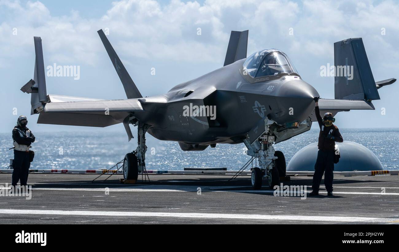 230330-N-AV223-1031 PACIFIC OCEAN (March 30, 2023) Sailors prepare to ...