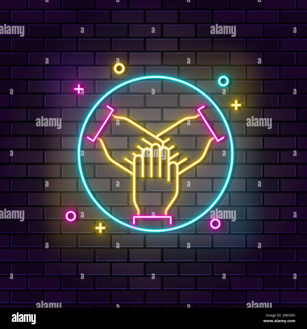 United,education neon icon. Education neon icon on dark brick wall ...