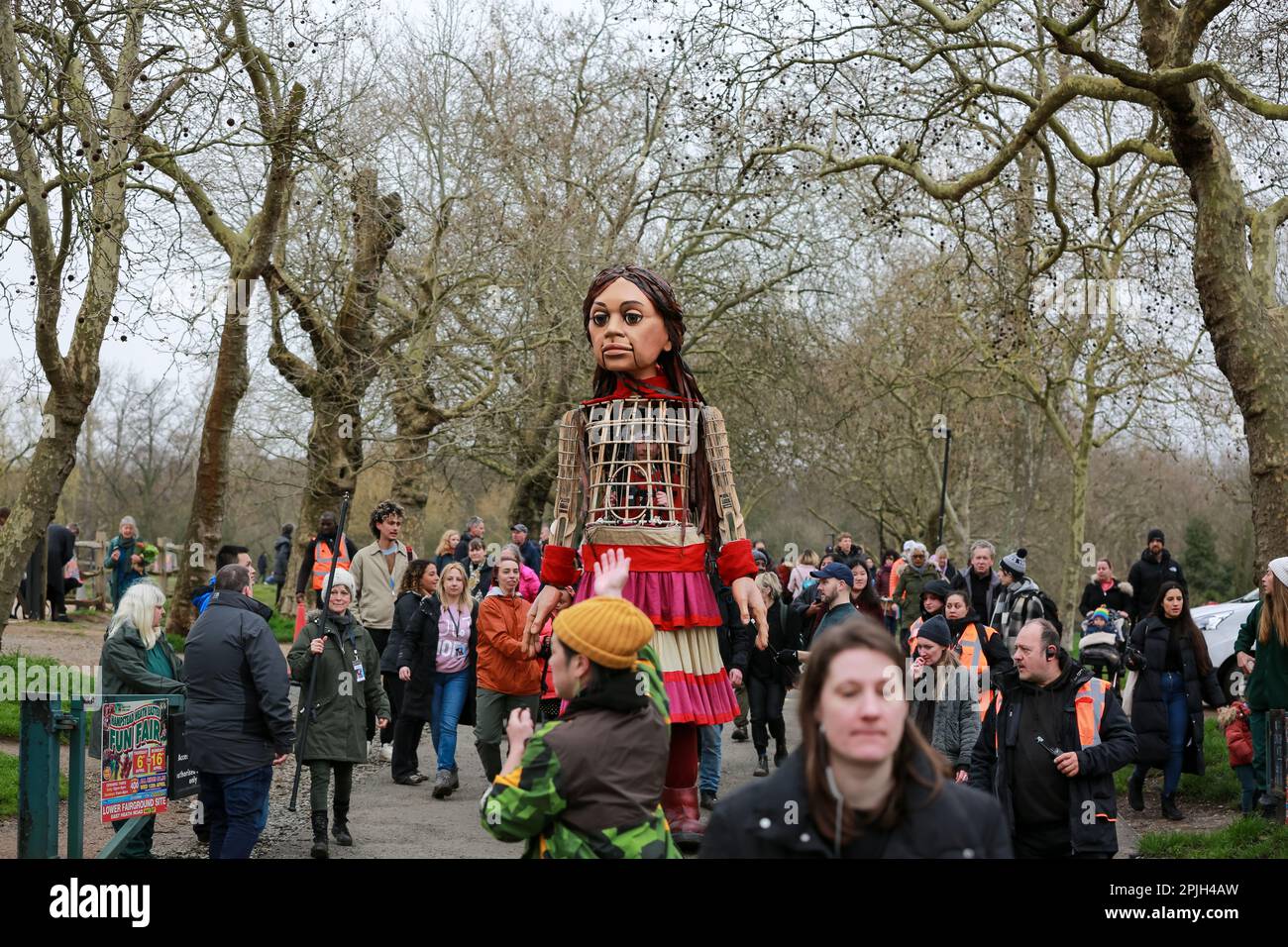 London, UK. 01 April 2023. Giant puppet, global symbol of human rights ...