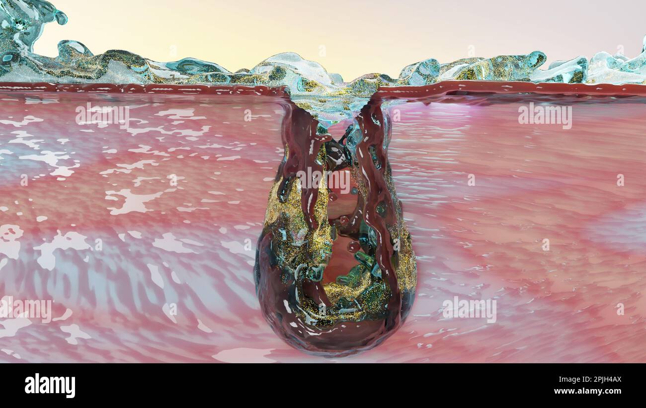 3d Illustration of Skin Layer Water Cleaning ,Cleansing foam Cream ...