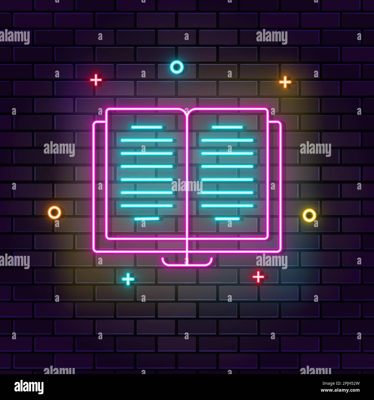 Knowledge,education neon icon. Education neon icon on dark brick wall ...