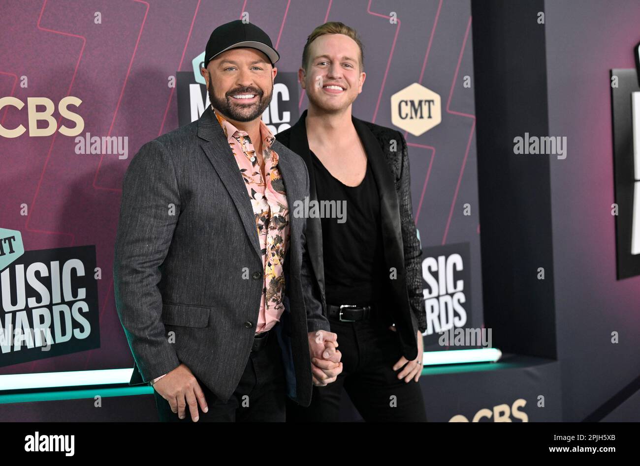 Cody Alan, left, and Trea Smith arrive at the CMT Music Awards on ...