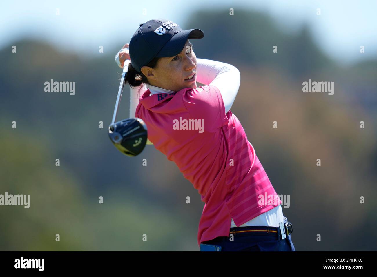Carlota Ciganda tees off at the fourth hole during the final round of ...
