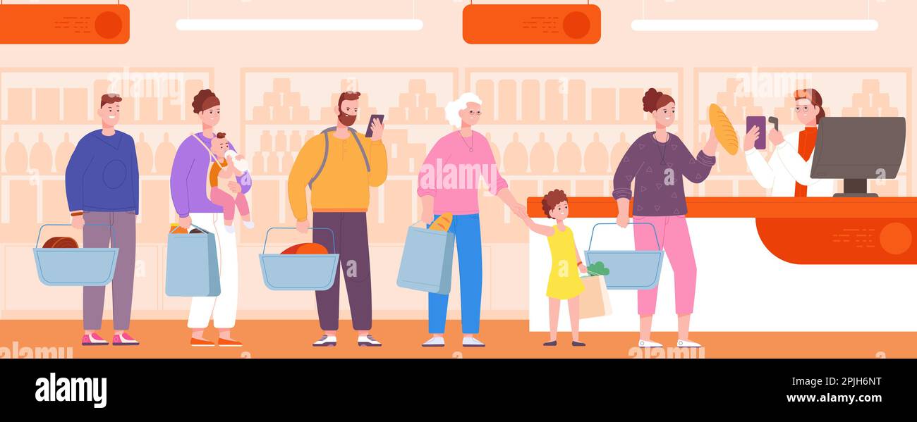 Supermarket queue Stock Vector Images - Alamy