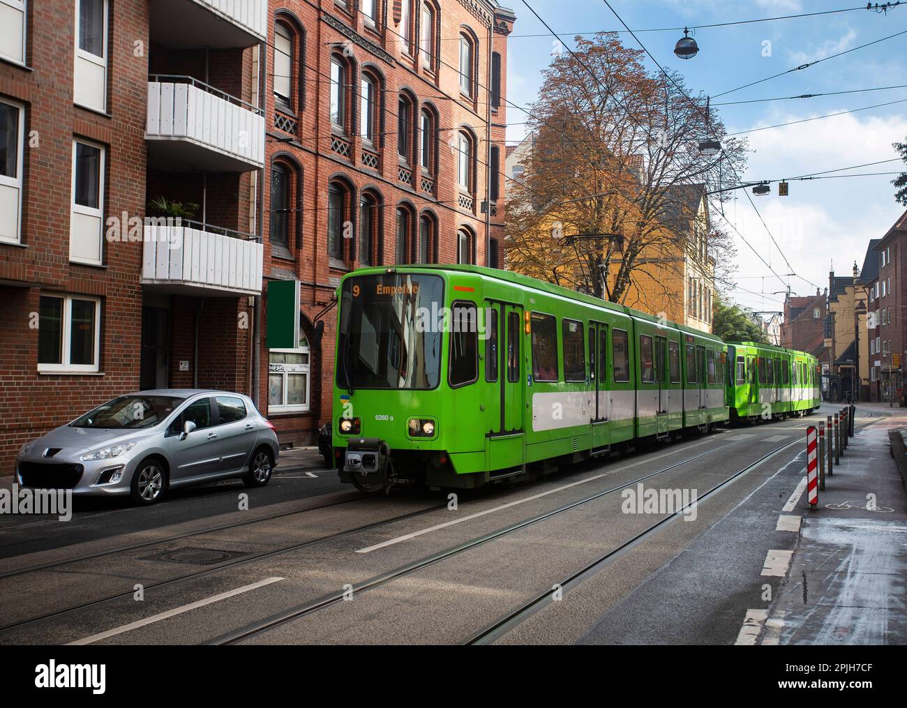 Hannover, Germany - October 14, 2022. Urban green train, rail transport ...