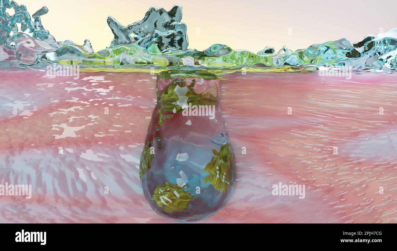 3d Illustration of Skin Layer Water Cleaning ,Cleansing foam Cream ...