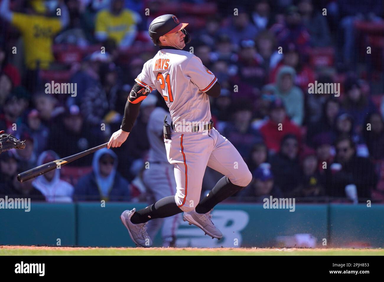 Baltimore Orioles' Austin Hays (21) singles to center during the fifth ...