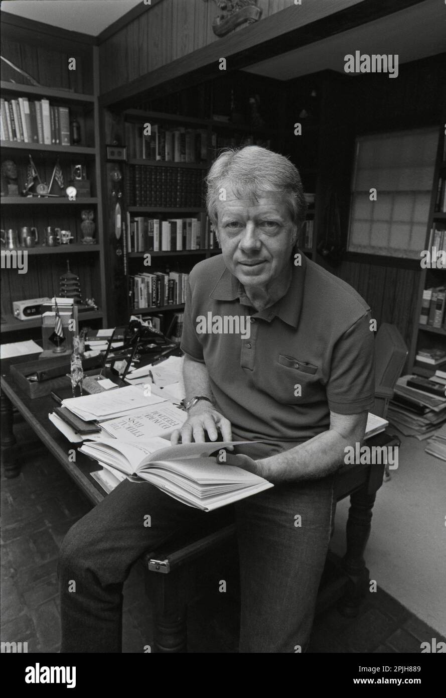 President elect Jimmy Carter in his study at his residence in Plains ...