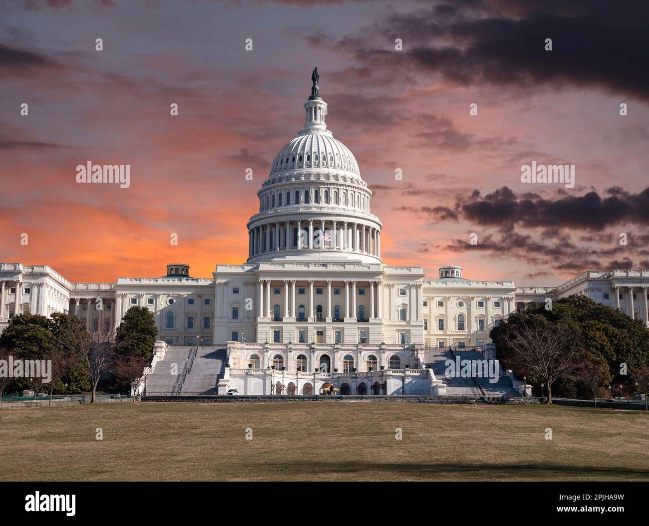 United States Capitol building in Washington DC with sunset sky Stock ...