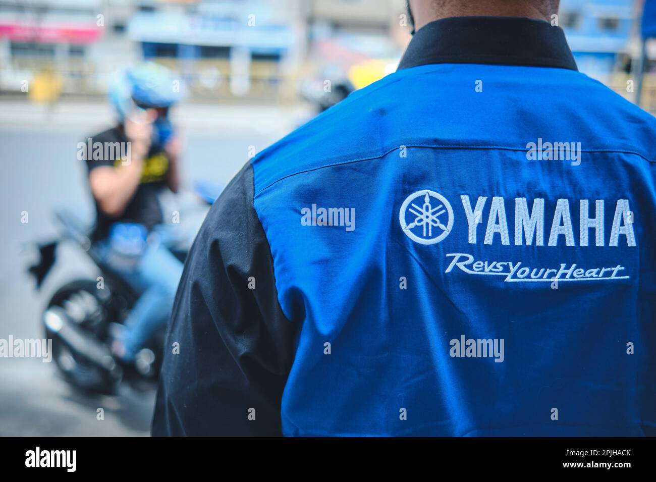 Lima, Peru. 2023. Yamaha test ride, and motorcycle driving instruction ...
