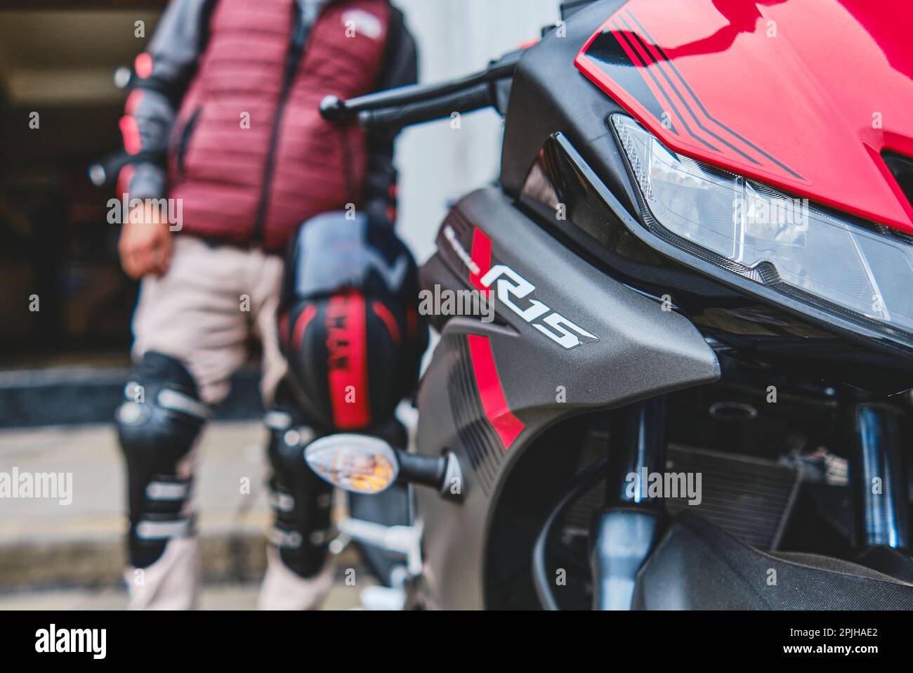 Lima, Peru. 2023. Yamaha test ride, and motorcycle driving instruction ...