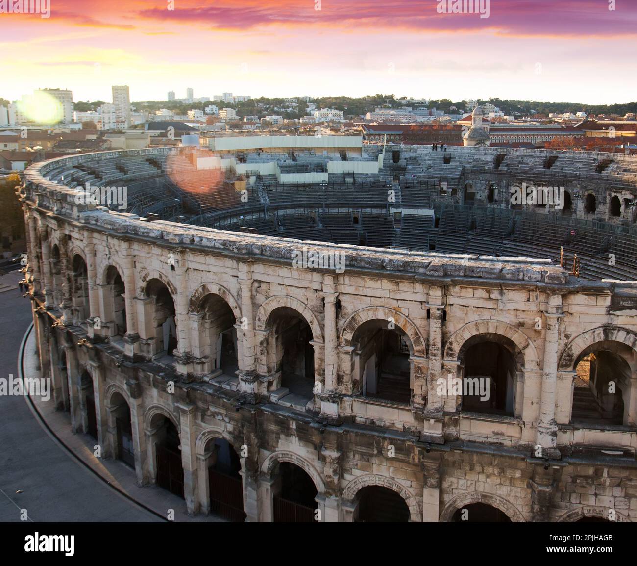 Ancient Roman amphitheatre arena in Nimes, France Stock Photo - Alamy