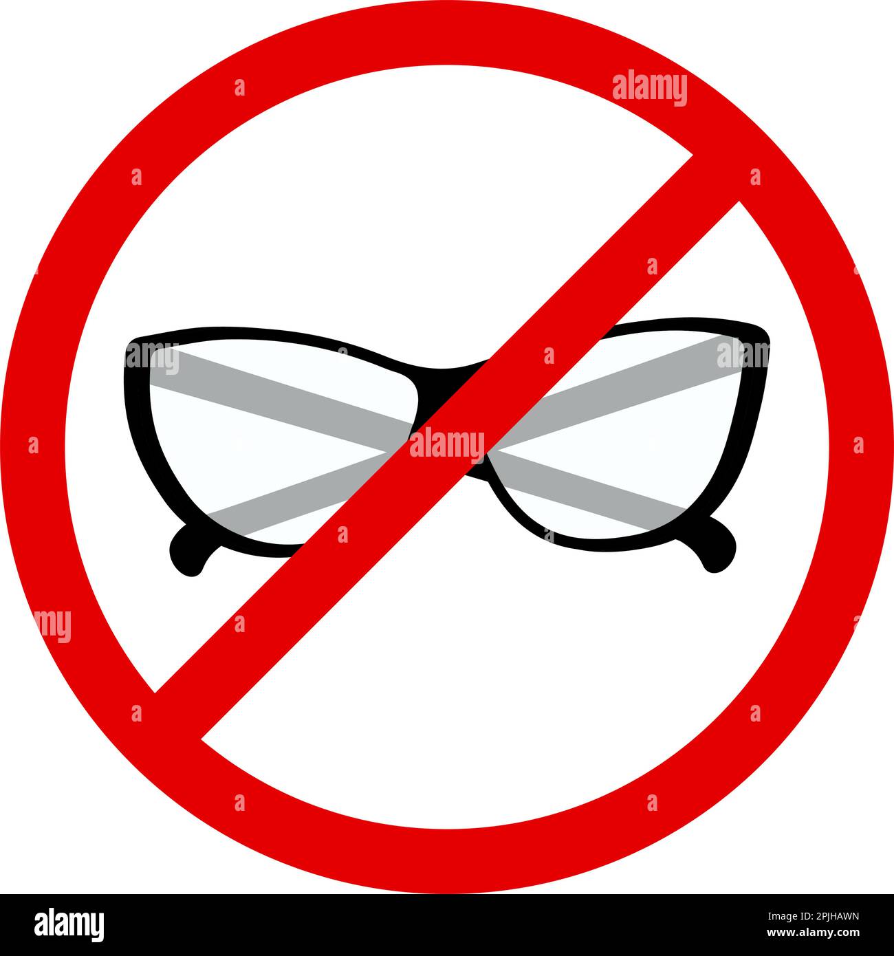 Glasses with black frames and clear lenses under the ban sing. Sticker ...