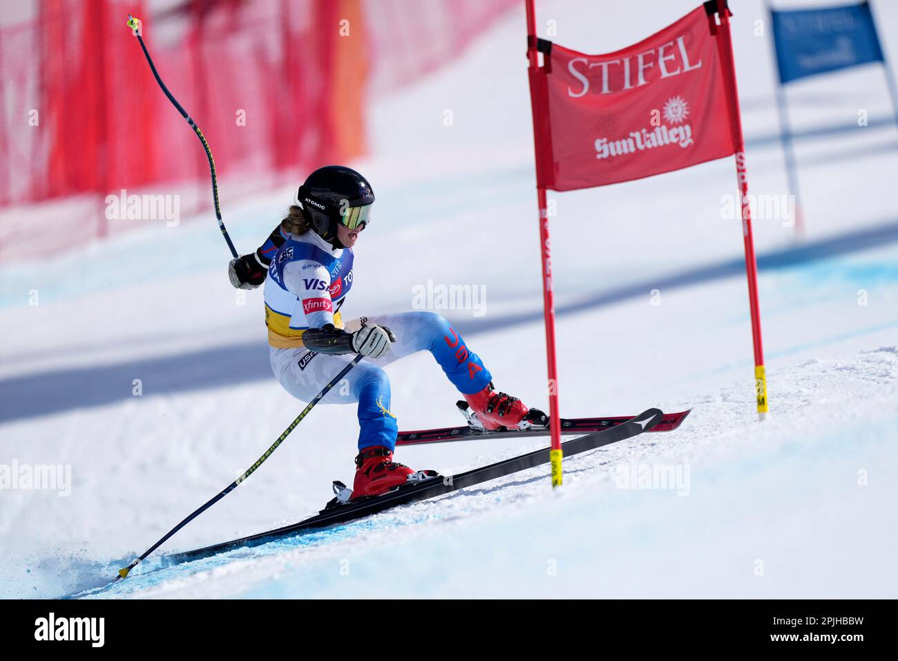 Bobbi Jo Griffin misses a gate while competing in the women's super-G ...