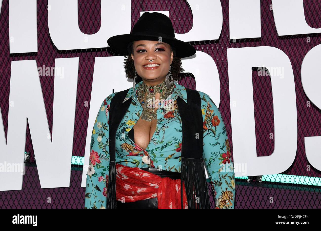 Tameca Jones arrives at the CMT Music Awards on Sunday, April 2, 2023 ...