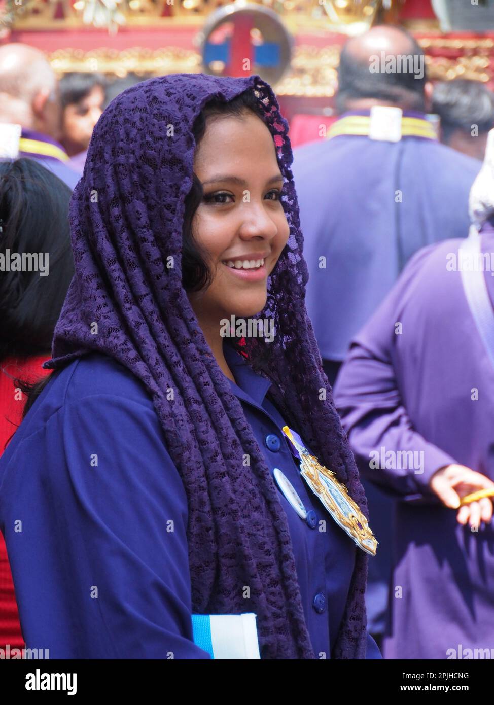 Woman wearing habit and mantilla participating in the Palm Sunday ...