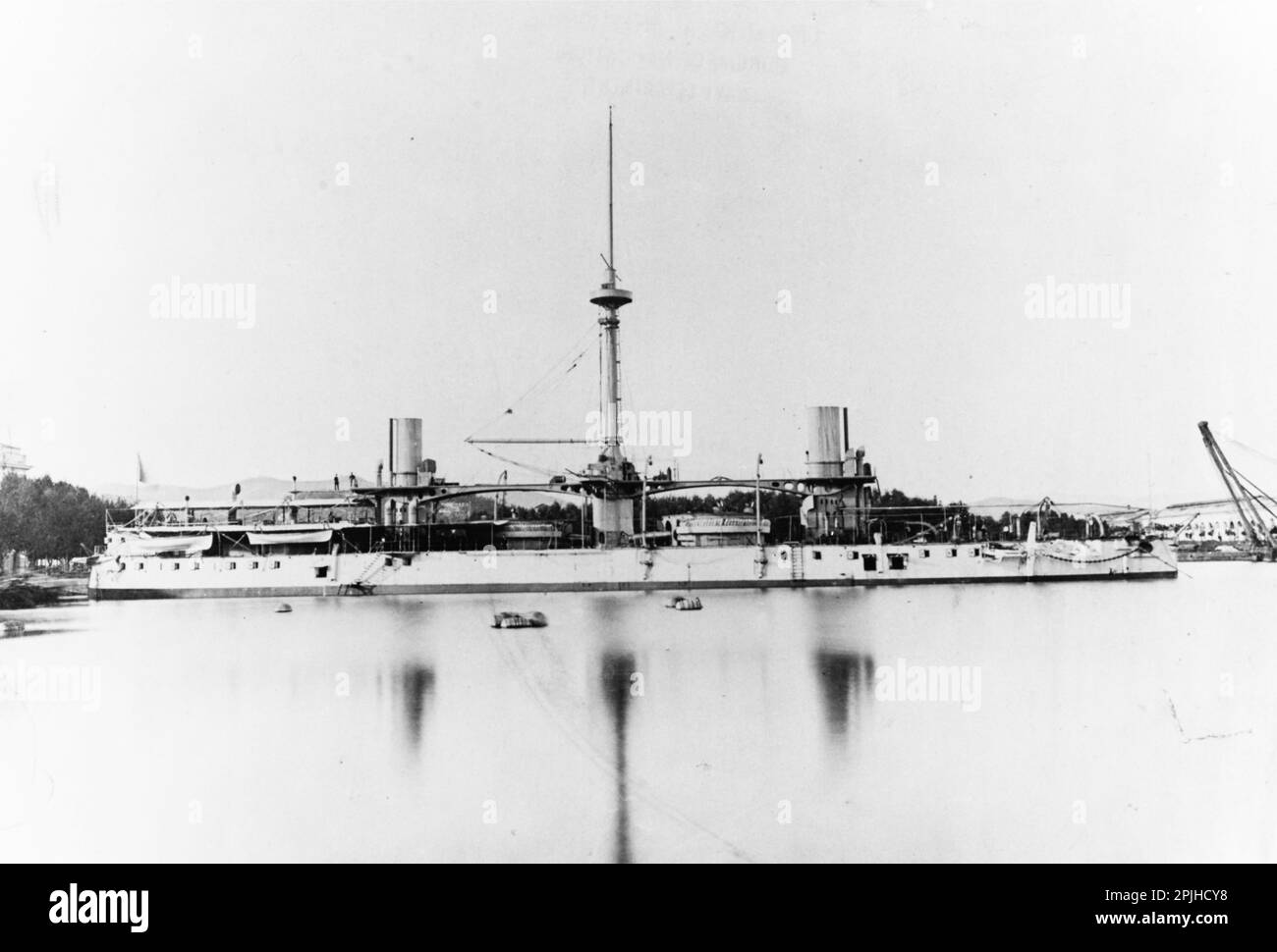 The Italian warship Enrico Dandolo at sea. She was the second of two ...