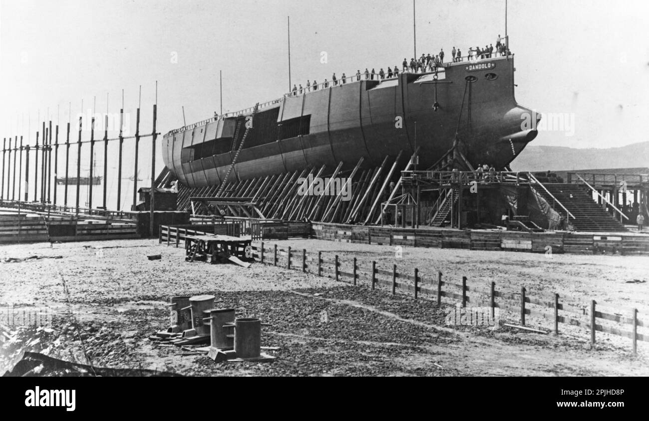 The Italian warship Enrico Dandolo under construction. She was the ...