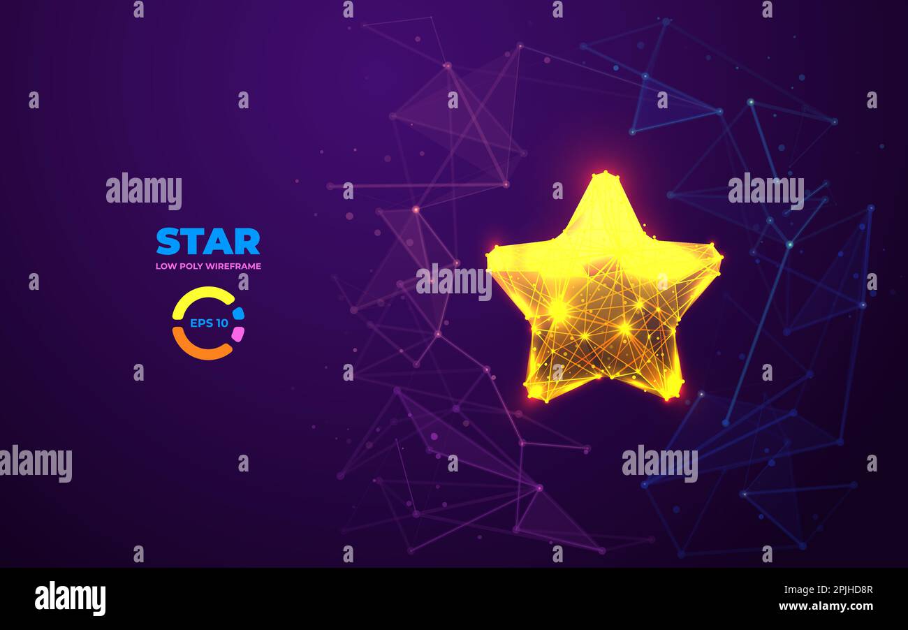 3d digital gold star on futuristic background. Abstract asterisk Stock ...