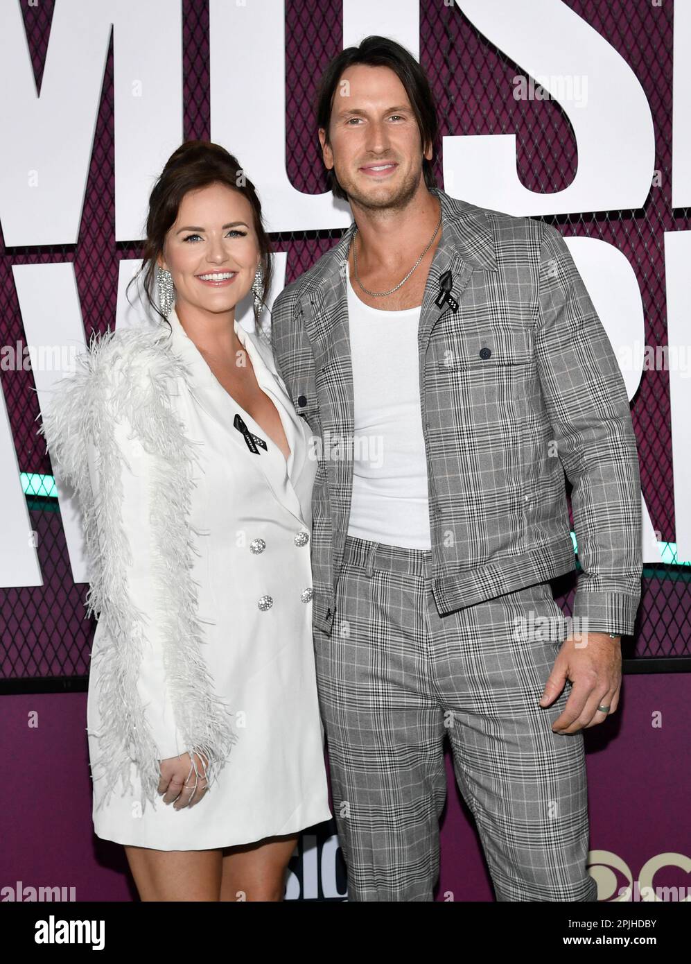 Kailey Dickerson, left, and Russell Dickerson arrive at the CMT Music ...
