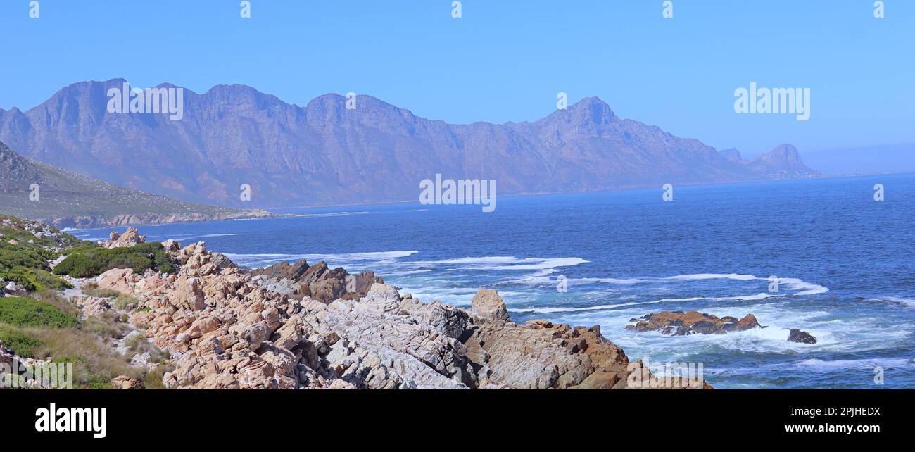 view of beautiful mountains and the beach in Gordon's Bay Cape Town ...