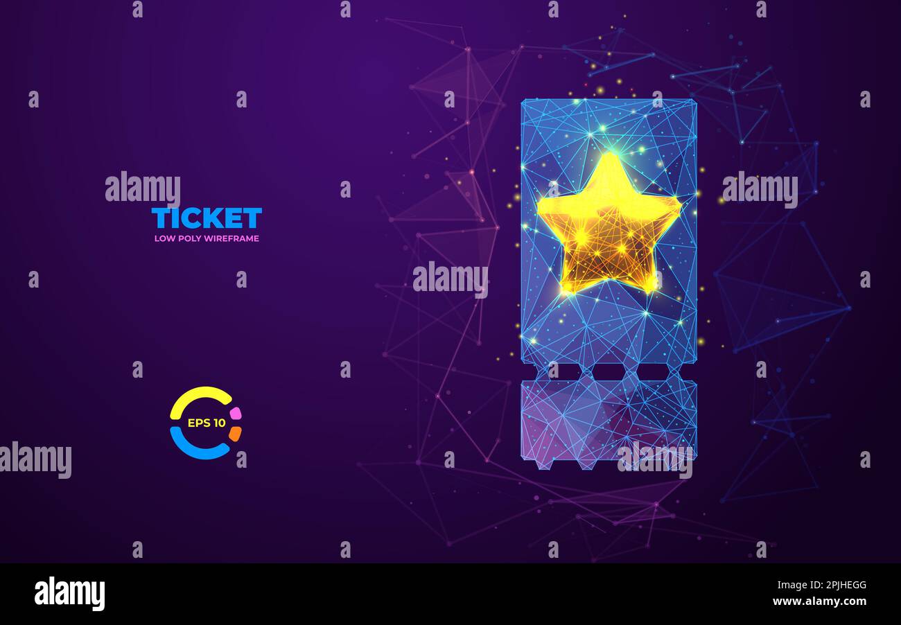 3d cinema vector ticket on modern polygonal background Stock Vector ...