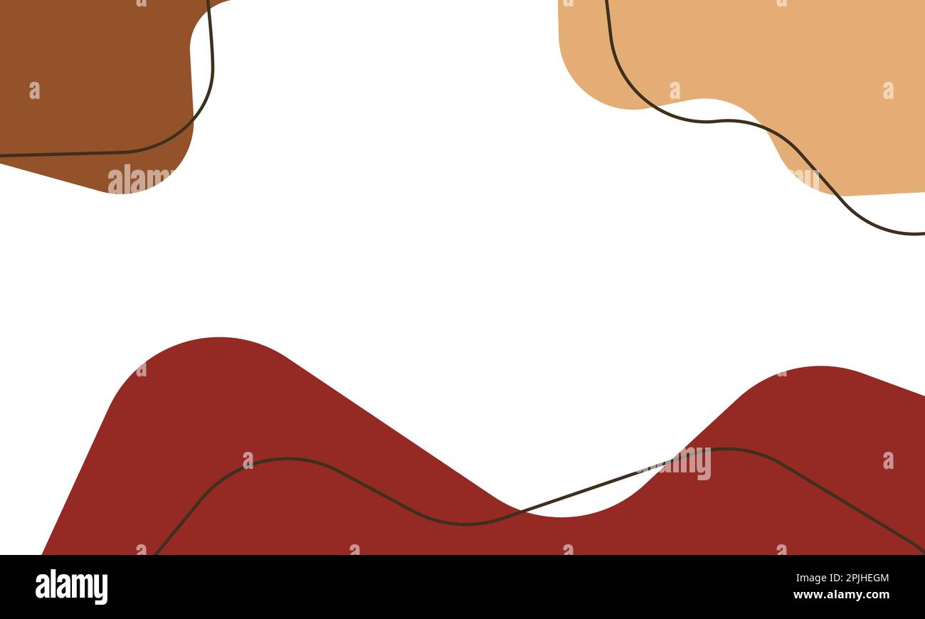 Modern Minimalist Hand Drawn Abstract Background With Wavy Lines And Cute Colorful Blob Shapes