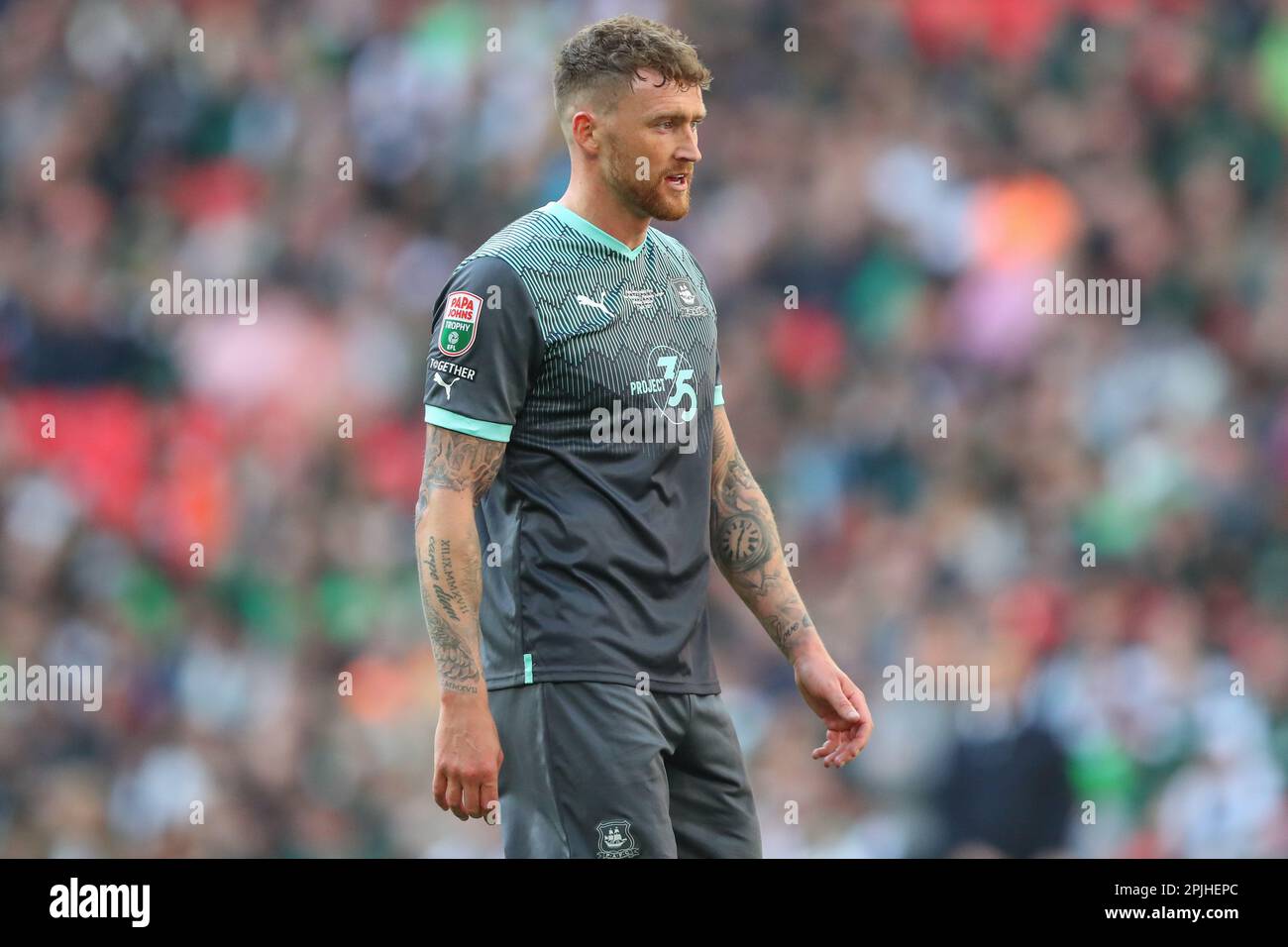 London, UK. 02nd Apr, 2023. Dan Scarr #6 of Plymouth Argyle during the ...