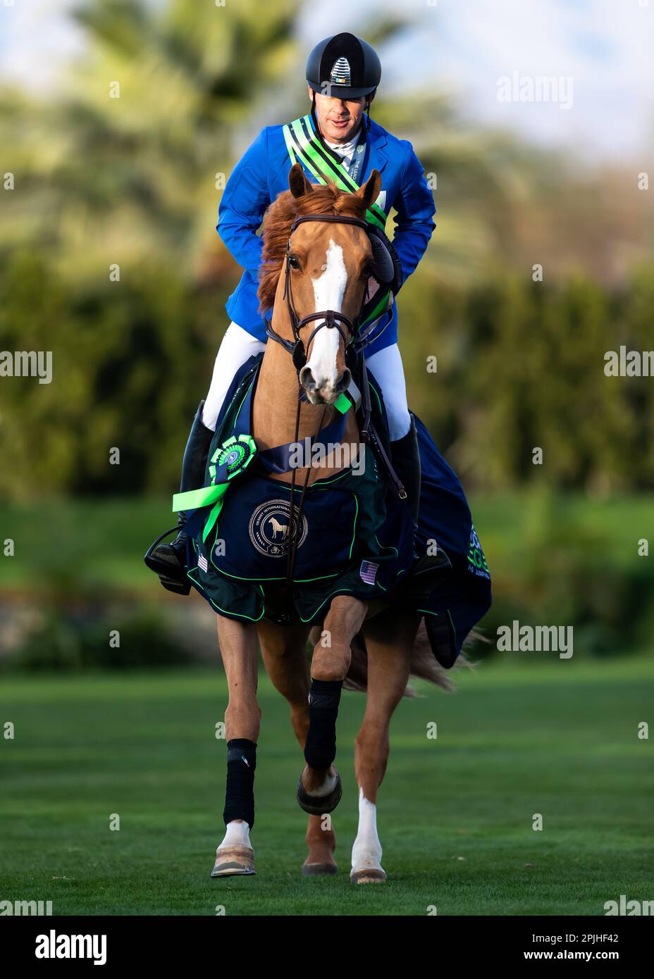 Conor Swail of Ireland competes at a Major League Show Jumping event at ...