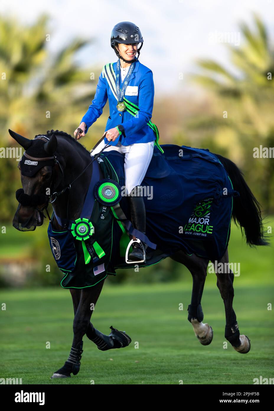 Amy Millar from Canada competes at a Major League Show Jumping event at ...