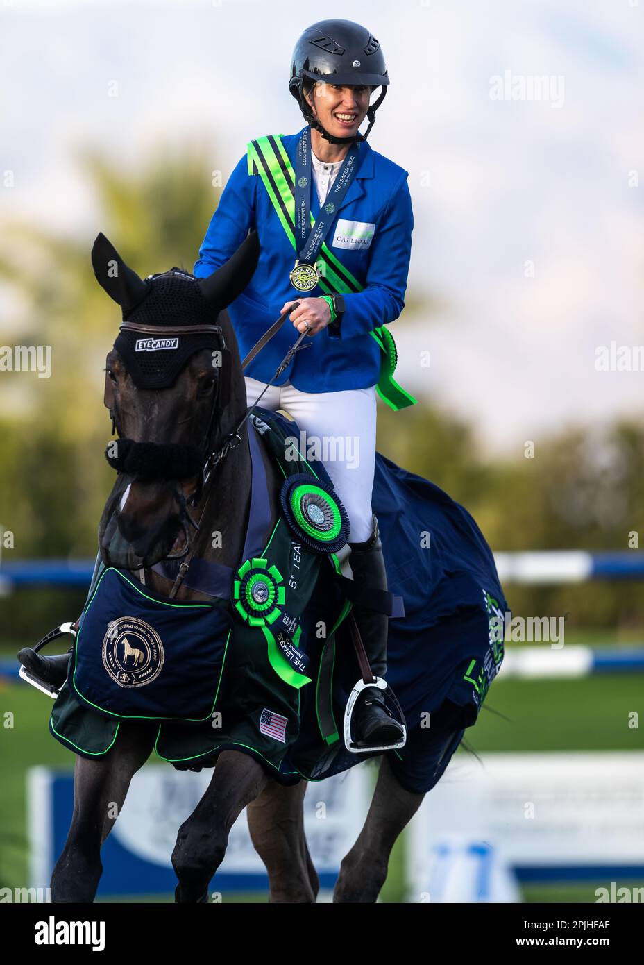 Amy Millar from Canada competes at a Major League Show Jumping event at ...