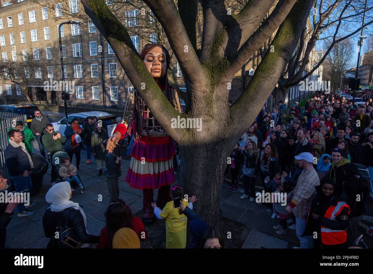 London, England, UK. 2nd Apr, 2023. LITTLE AMAL, the 3.5 metre-tall ...