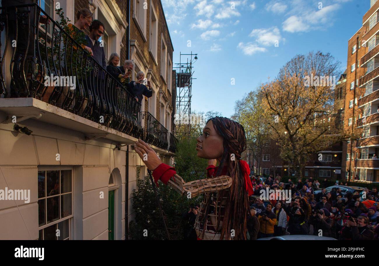 London, England, UK. 2nd Apr, 2023. LITTLE AMAL, the 3.5 metre-tall ...