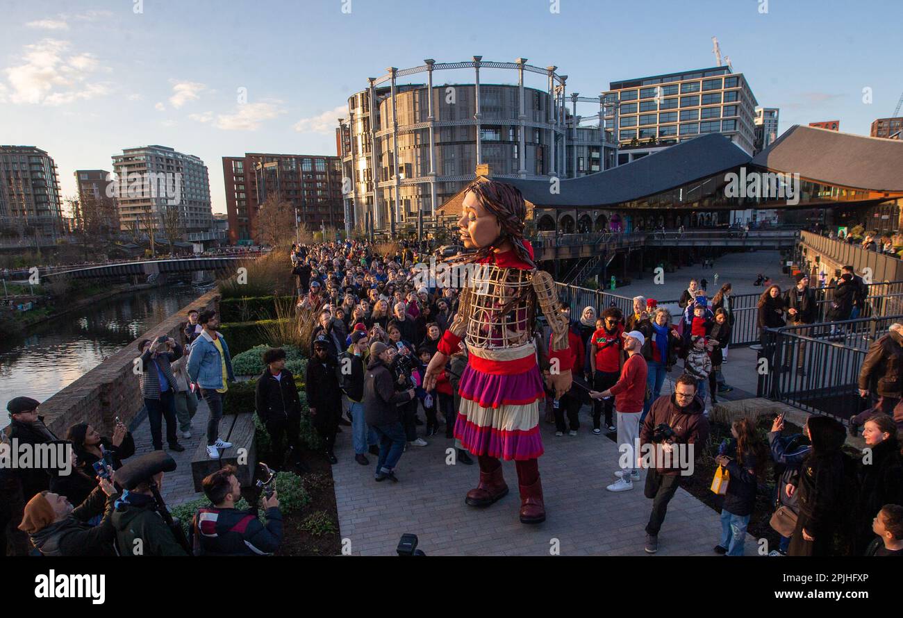 London, England, UK. 2nd Apr, 2023. LITTLE AMAL, the 3.5 metre-tall ...