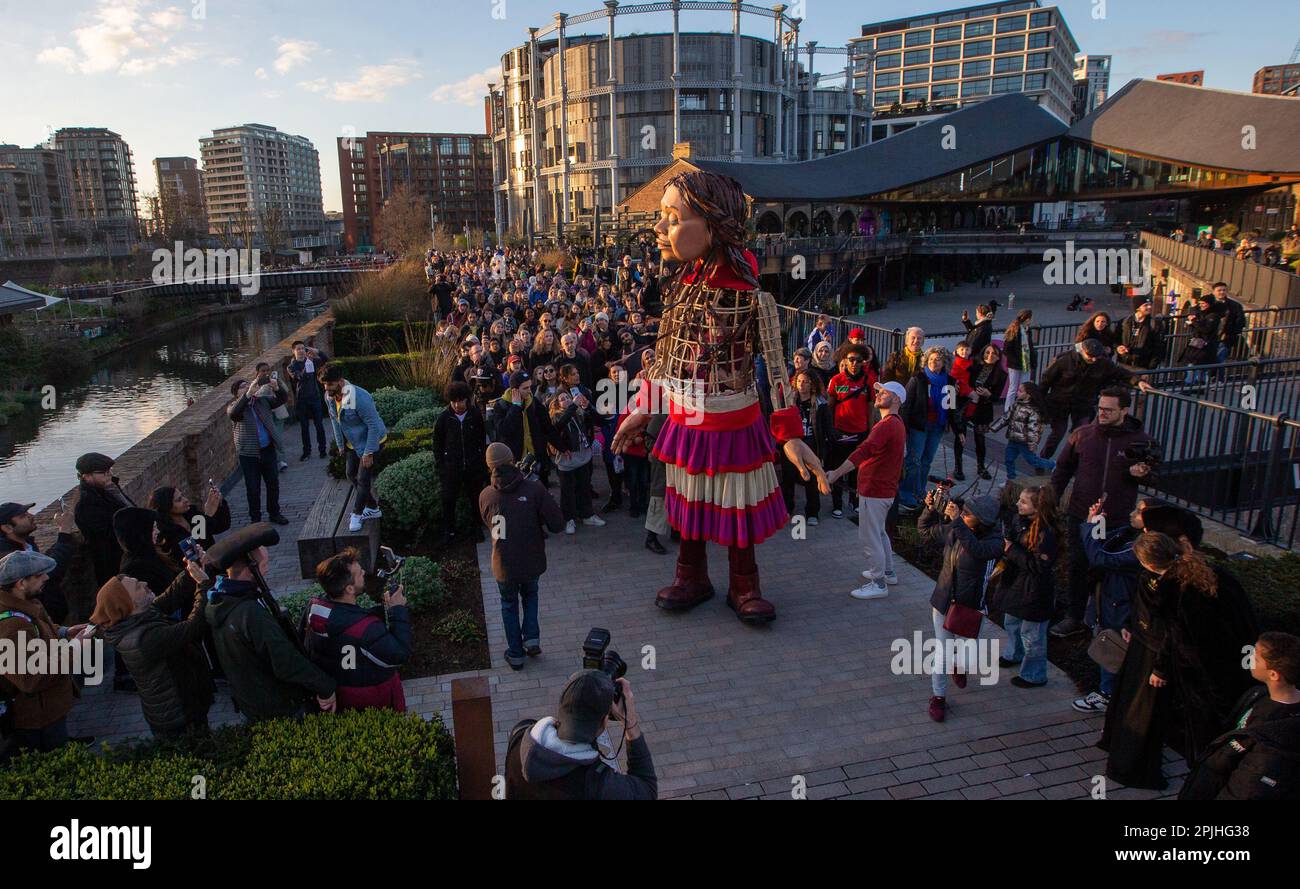 London, England, UK. 2nd Apr, 2023. LITTLE AMAL, the 3.5 metre-tall ...