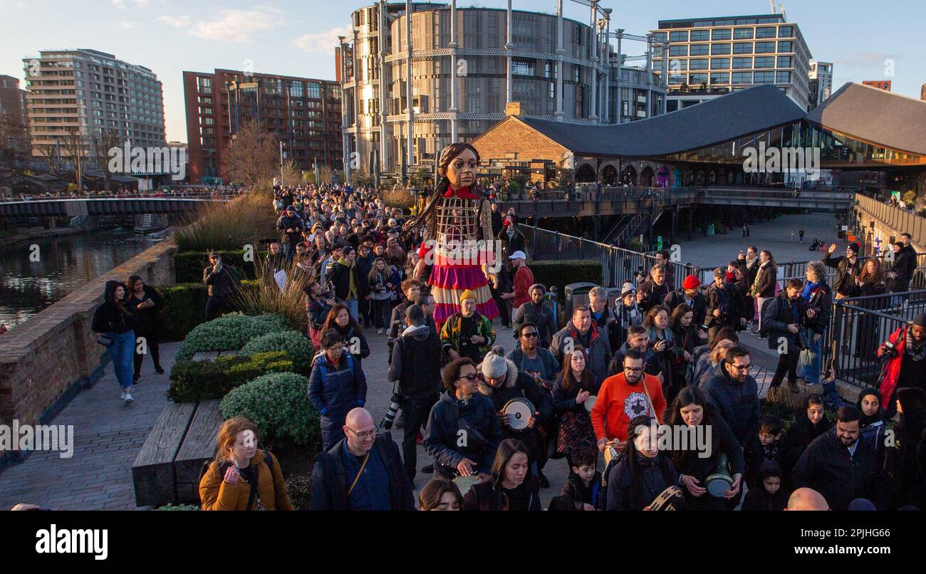 London, England, UK. 2nd Apr, 2023. LITTLE AMAL, the 3.5 metre-tall ...