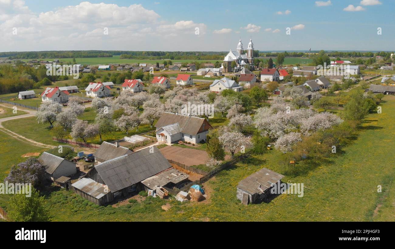 Belarusian urban village - Radun with the Catholic Church. The series ...