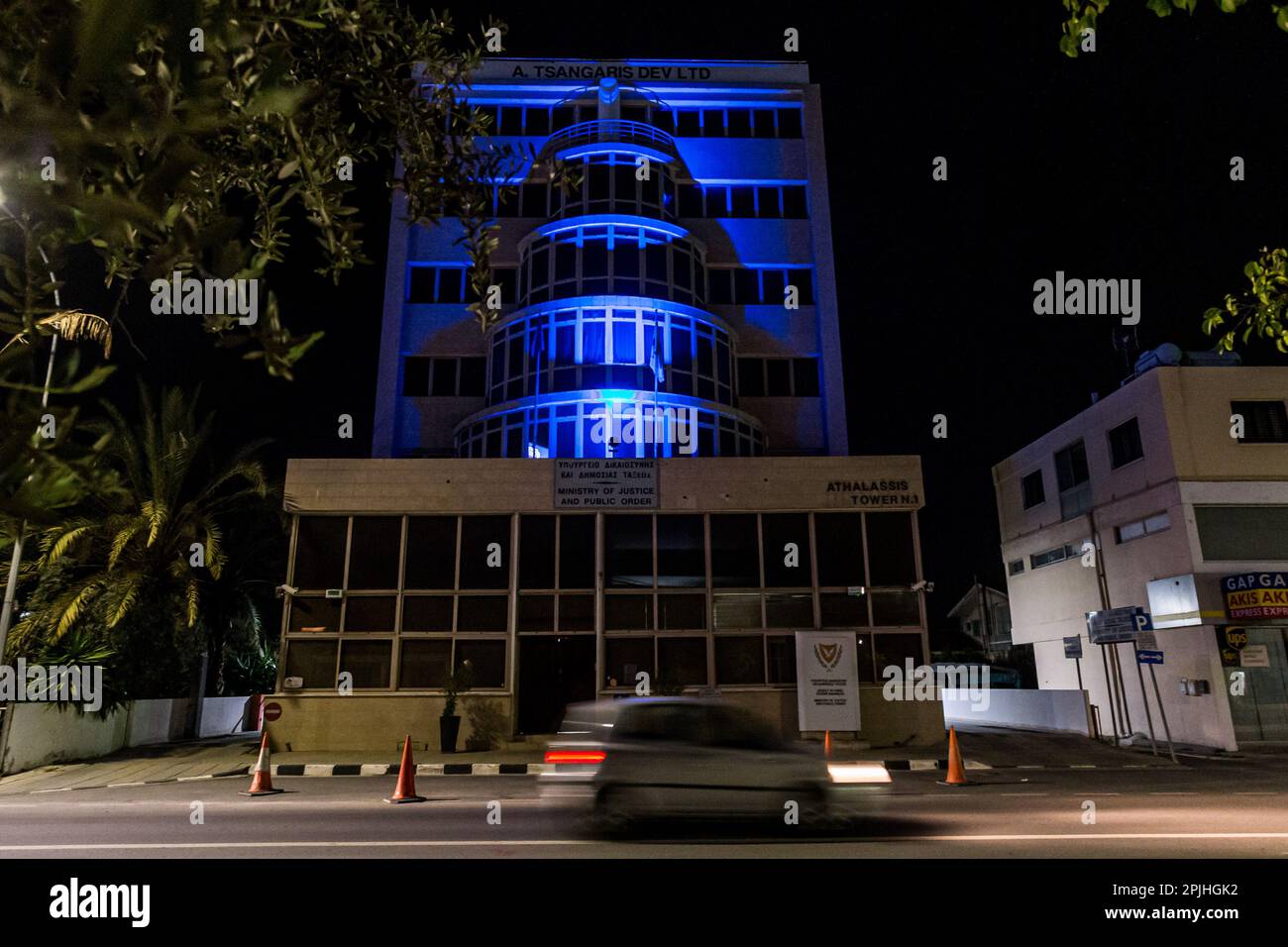 Nicosia, Nicosia, Cyprus. 2nd Apr, 2023. A car passes in front of the ...