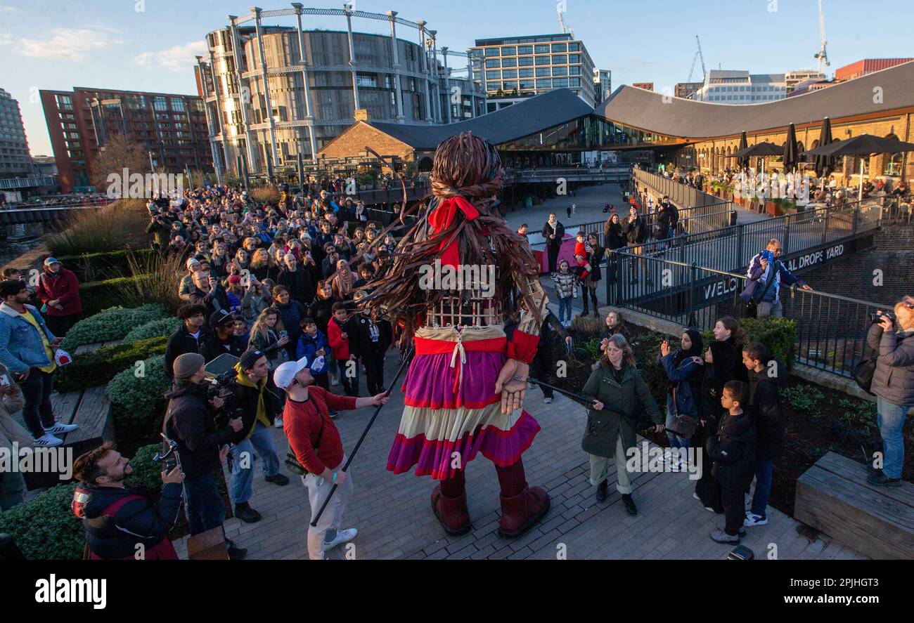 London, England, UK. 2nd Apr, 2023. LITTLE AMAL, the 3.5 metre-tall ...