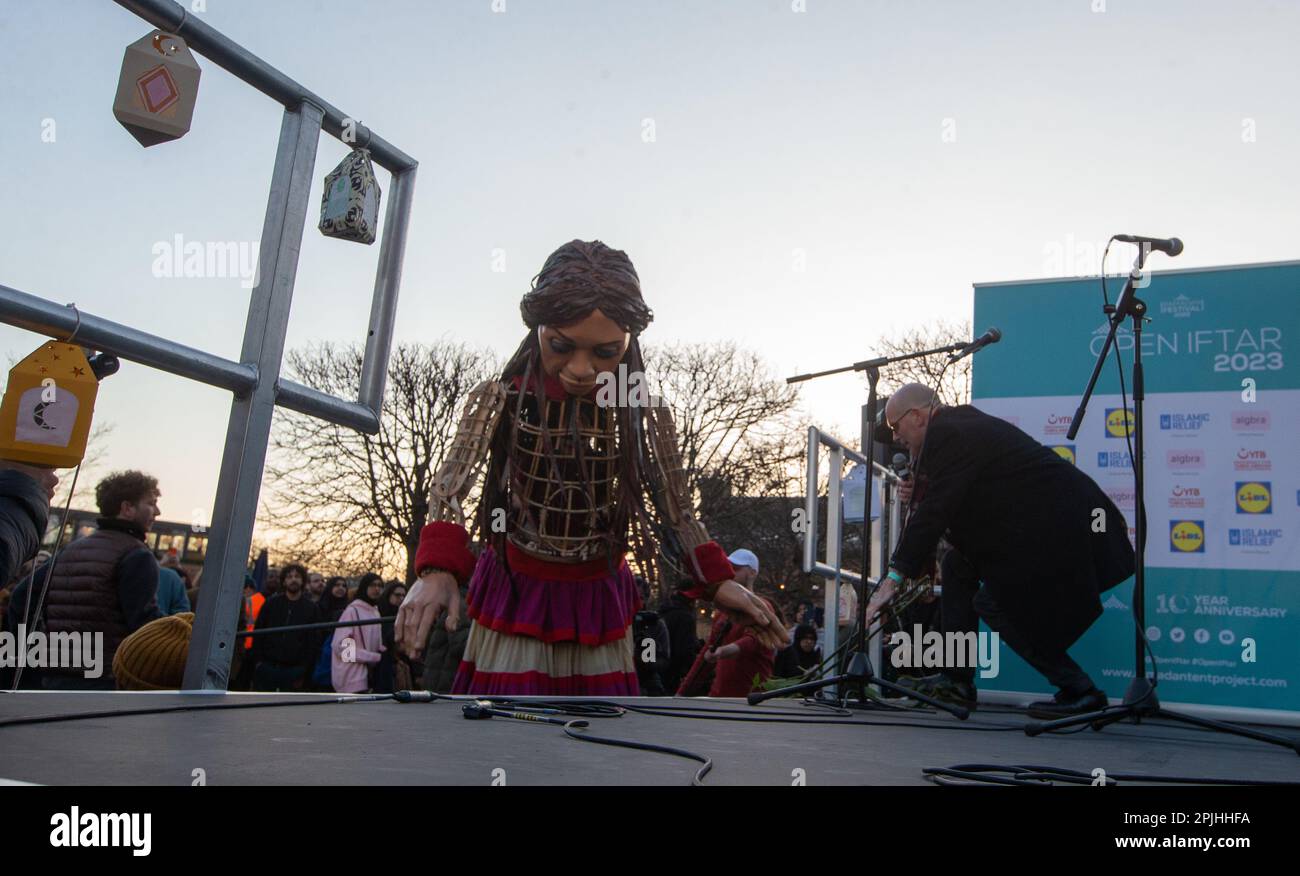 London, England, UK. 2nd Apr, 2023. LITTLE AMAL, the 3.5 metre-tall ...