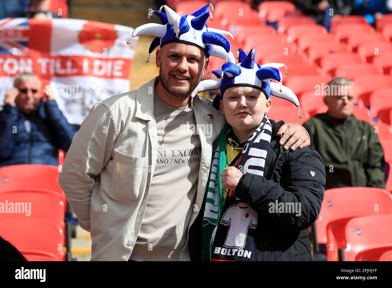Bolton Wanderers fans seen prior to kick off during the EFL Papa Johns ...