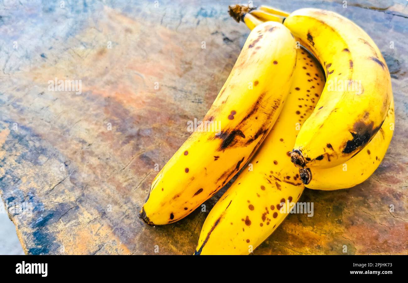 Bananas banana fruit fruits on wooden table in Zicatela Puerto ...
