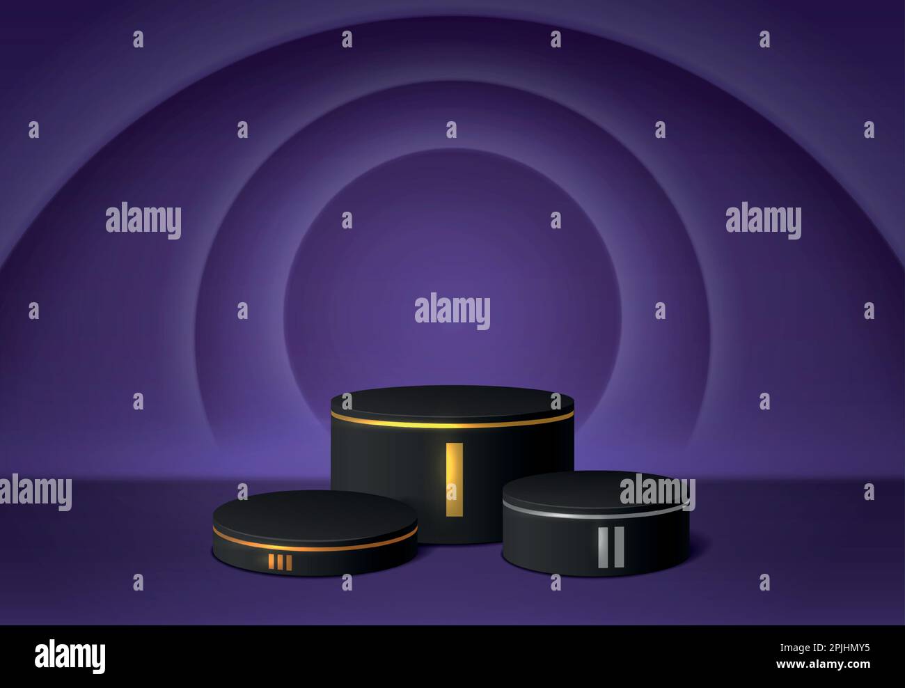 3d podium platform cylinders realistic vector illustration. Black ...