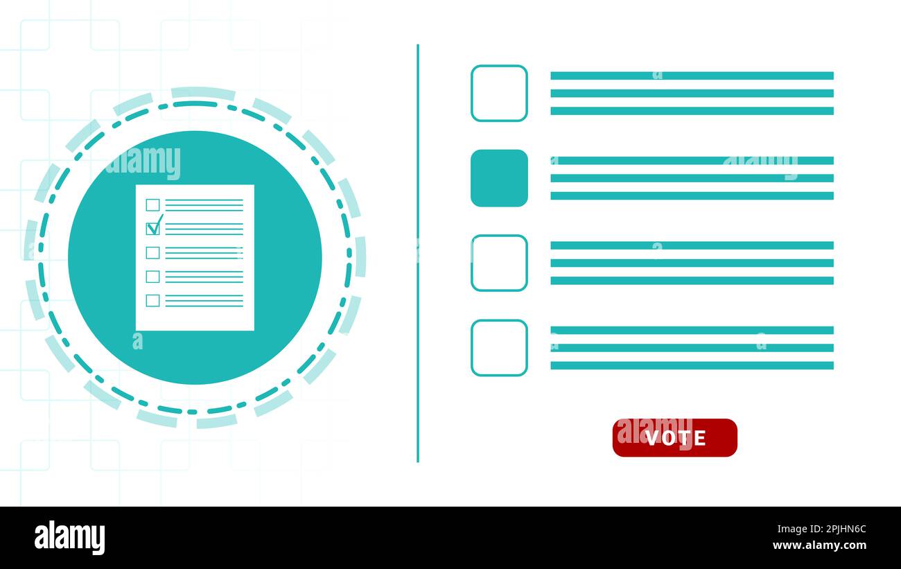 Illustration of ballot and checkboxes on white background. Electronic ...