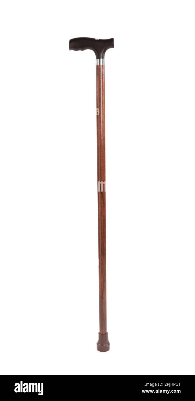 Elegant wooden walking cane isolated on white Stock Photo - Alamy