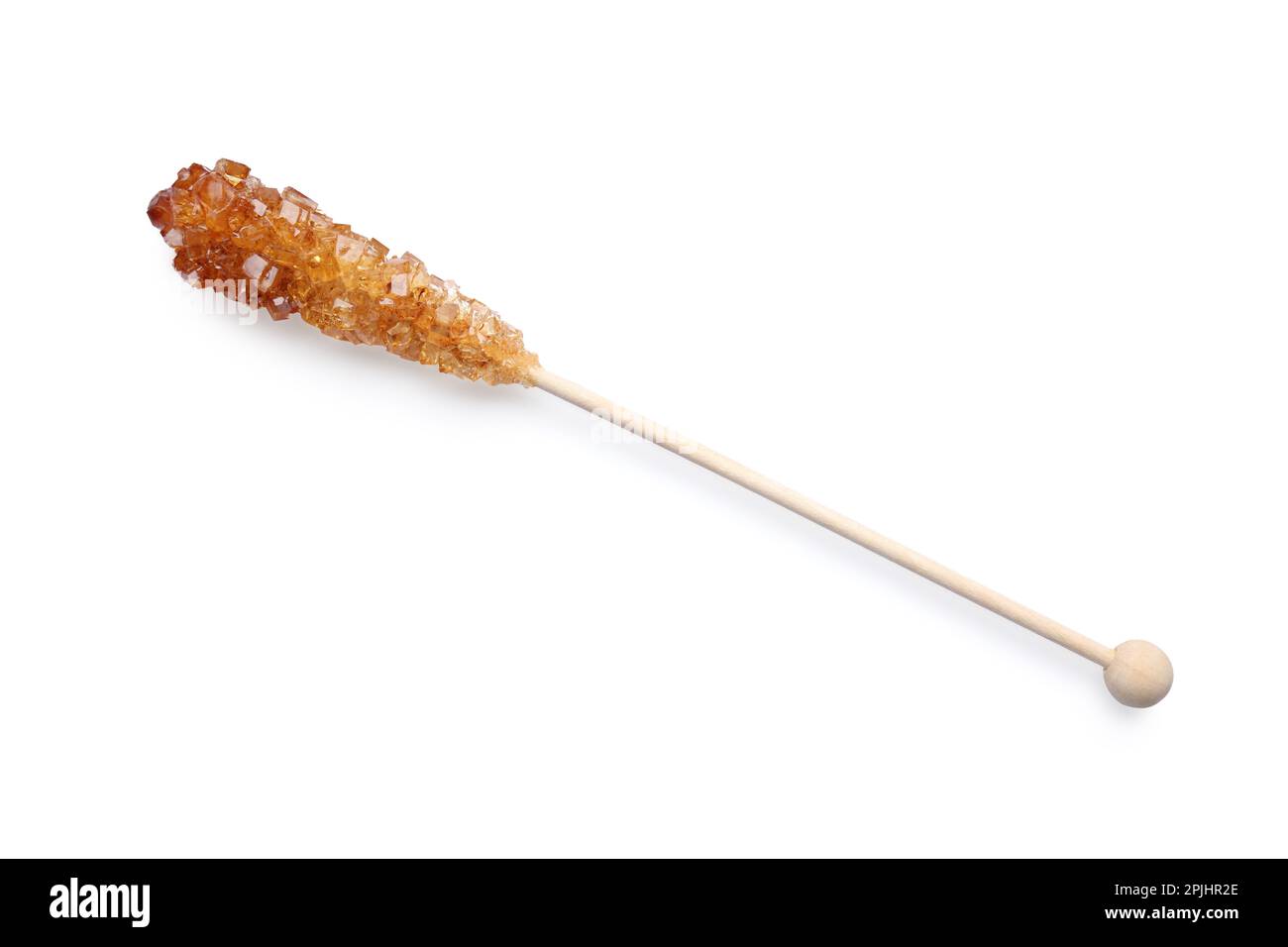 Wooden stick with sugar crystals isolated on white. Tasty rock candy ...