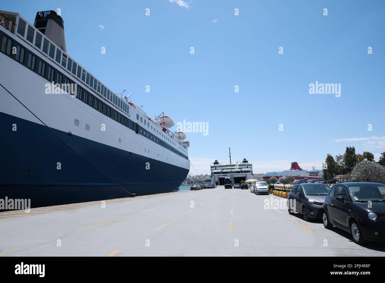 Modern ferry in sea port on sunny day Stock Photo - Alamy
