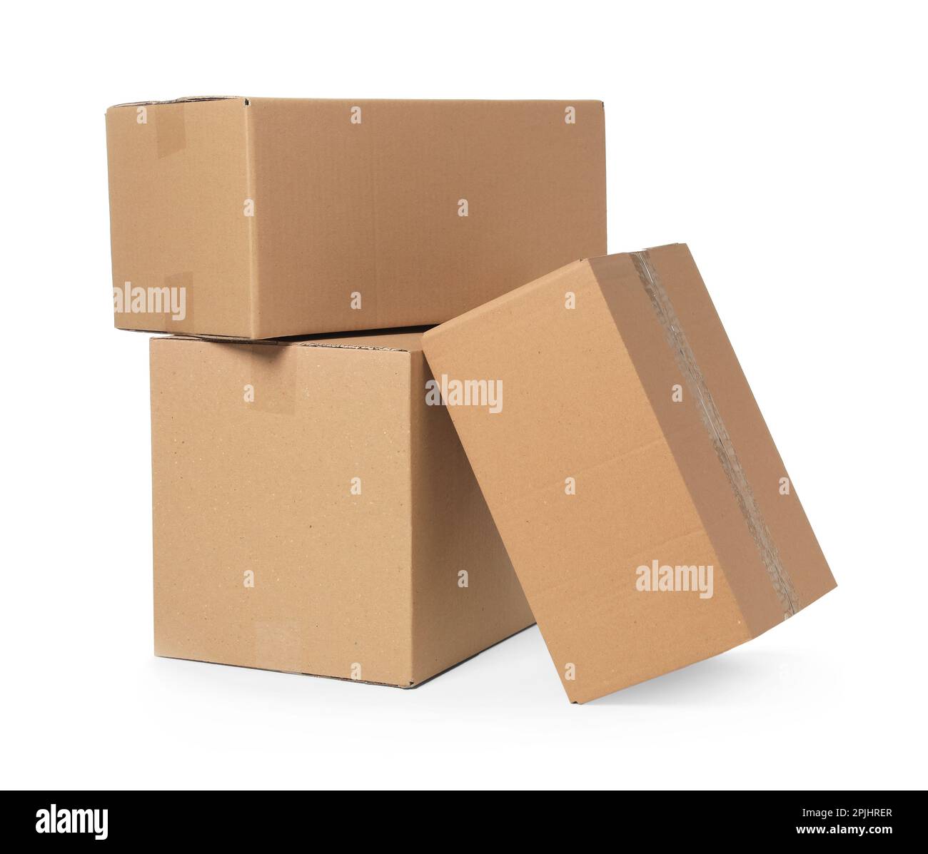 Many closed cardboard boxes on white background. Delivery service Stock ...